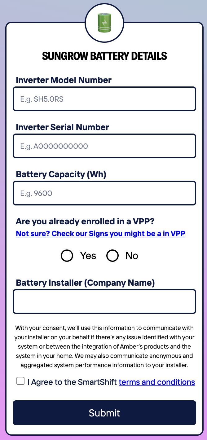 Enrolling your Sungrow system with Amber – Amber Electric